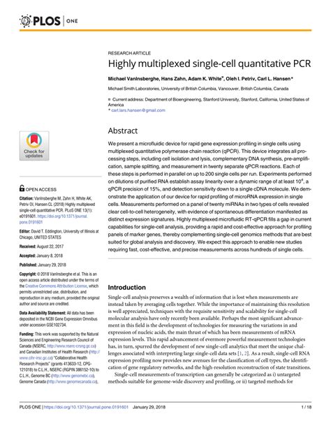 Pdf Highly Multiplexed Single Cell Quantitative Pcr