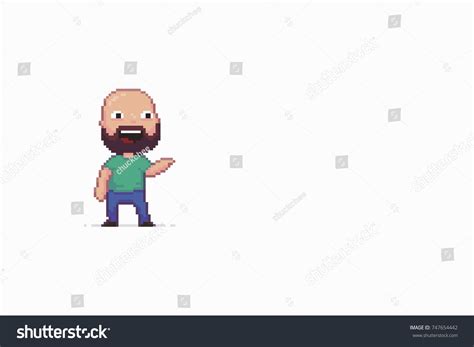 Pixel Art Smiling Bald Male Character Stock Vector Royalty Free 747654442 Shutterstock