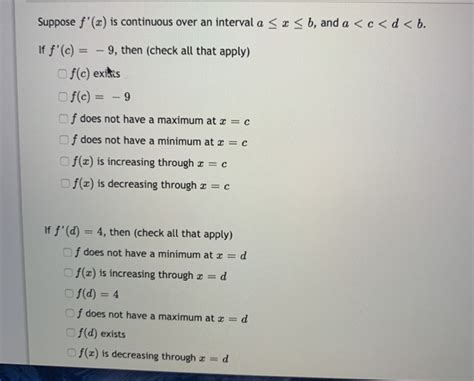 solved suppose f x is continuous over an interval a