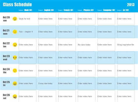 12 FREE Class Schedule Templates WORD EXCEL PPTX Word Excel Formats