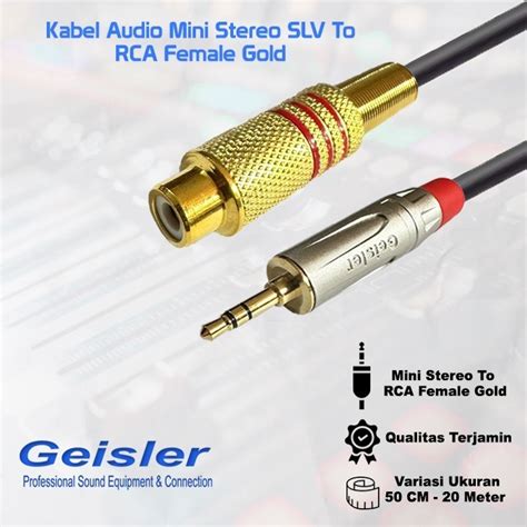 Jual Kabel Audio HP 1x Mini AUX Stereo 3 5 SLV To 1x RCA Cewe Female Gold Canare Shopee