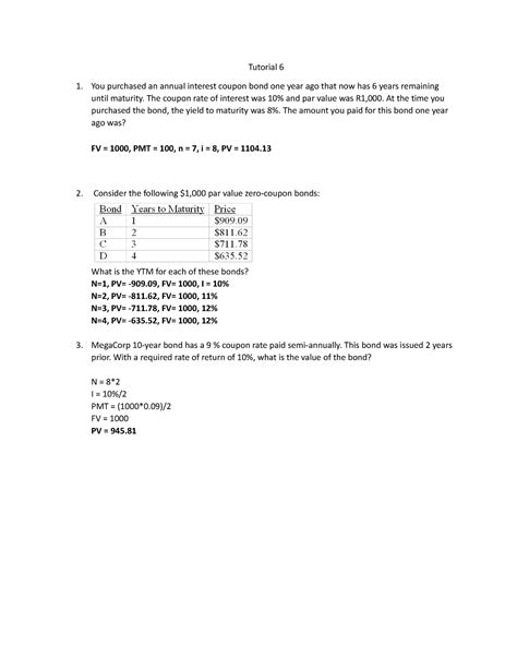 tutorial 6 solution tut tutorial 6 you purchased an annual interest
