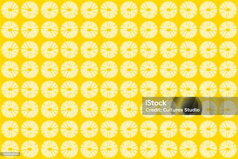 Tekstil Polkadot Afrika Pola Bunga Kain Batik Warna Kuning Kuning Muda Dan Putih Ilustrasi Stok