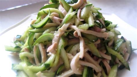 Салат из свежих огурцов с кальмарами Китайская кухня Салаты Китайская кухня Кальмар