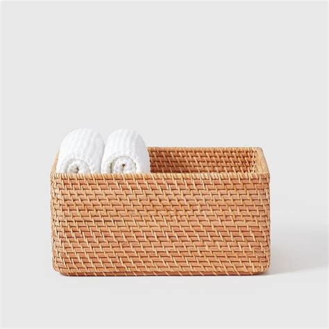 Marie Kondo Ori Rattan Honey Natural Curved Bins Laundry Basket Organization Container Store
