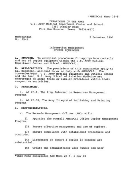 AMEDDC S Memo Fort Sam Houston U S Army