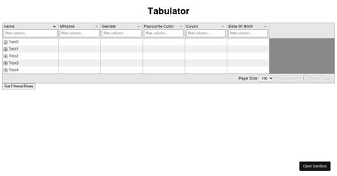 Tabulator Tables Sandbox Codesandbox