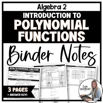 Intro To Polynomial Functions Algebra 2 Binder Notes By Lisa Davenport