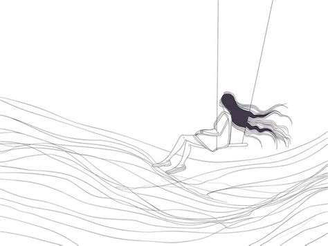 Premium Photo A Woman Swinging On The Swing Simple Line Drawing