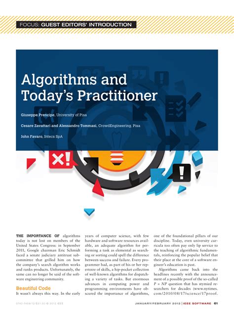 pdf guest editors introduction algorithms and today s practitioner