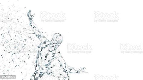 싸울 준비가 개념적 추상 남자 입자 삼각형 점 선 연결 인공 지능 개념입니다 첨단 기술 벡터 디지털 배경입니다 3d 렌더링 벡터 일러스트 레이 션 사람들에 대한 스톡 벡터