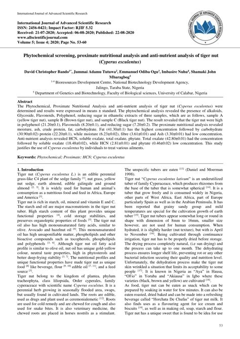 Pdf Phytochemical Screening Proximate Nutritional Analysis And Anti