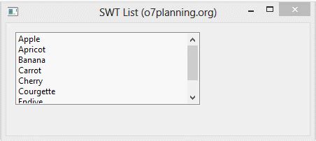 Le Tutoriel De Java SWT List