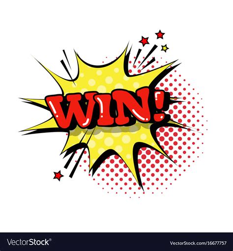 Comic speech chat bubble pop art style win Vector Image