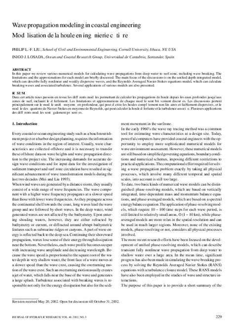 Pdf Wave Propagation Modeling In Coastal Engineering