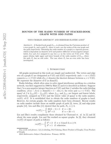 pdf bounds of the radio number of stacked book graphs with odd paths
