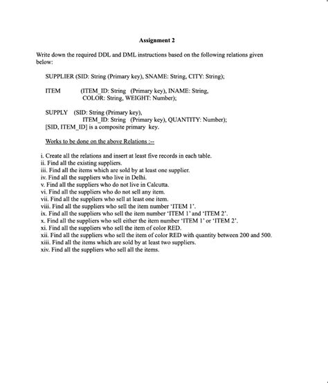Solved Assignment 2 Write Down The Required DDL And DML Chegg Com