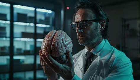 Scientist Examining A Human Brain In A Laboratory Premium Ai Generated Image