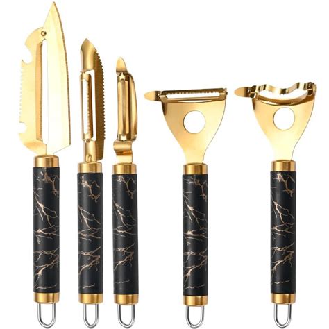 Badu Bg Златна белачка за зеленчуци от неръждаема стомана Белачки за картофи и моркови