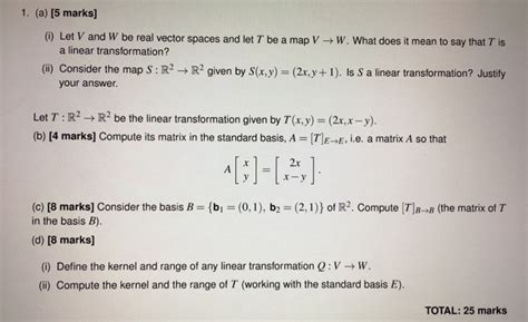 solved 1 a [5 marks] let v and w be real vector spaces
