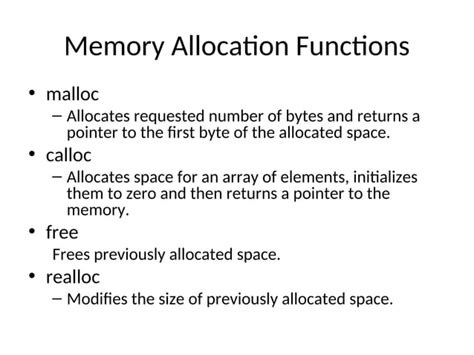 Memory Management For C And C Language Ppt