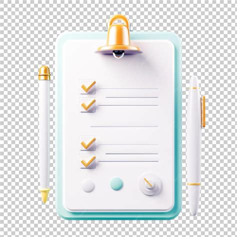 Premium Psd 3d Clipboard With Pen And Bell Notification Checklist Form Report Checkbox
