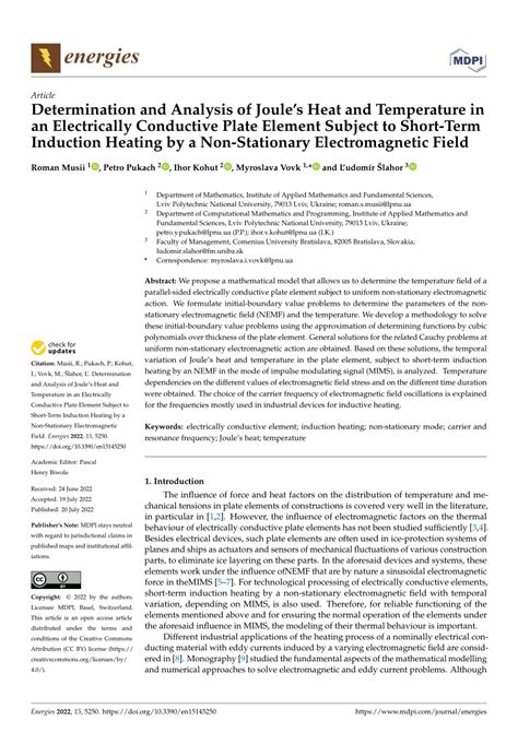 Pdf Determination And Analysis Of Joules Heat And Temperature In An Electrically Conductive