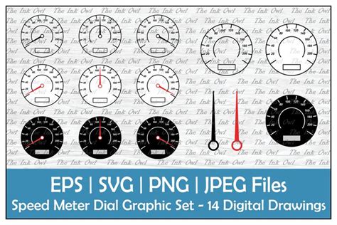 Speedometer Speed Meter Outline Silhouette And Color Clipart