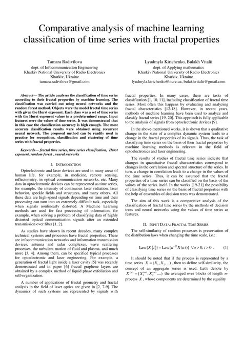 Pdf Comparative Analysis Of Machine Learning Classification Of Time