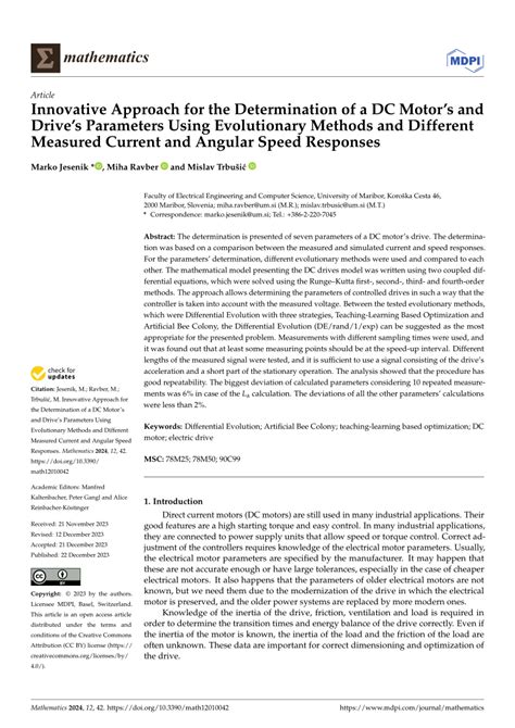 Pdf Innovative Approach For The Determination Of A Dc Motors And