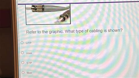 Solved Refer To The Graphic What Type Of Cabling Is Shown Solved Refer To The Graphic What Type Of Cabling Is Shown