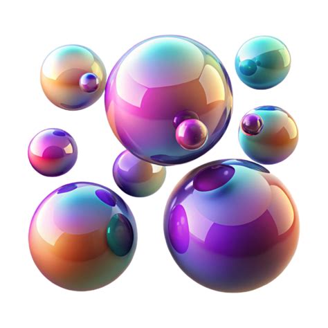 Abstract Iridescent Spheres A 3d Rendering Of Colorful Bubbles 56219987 Png