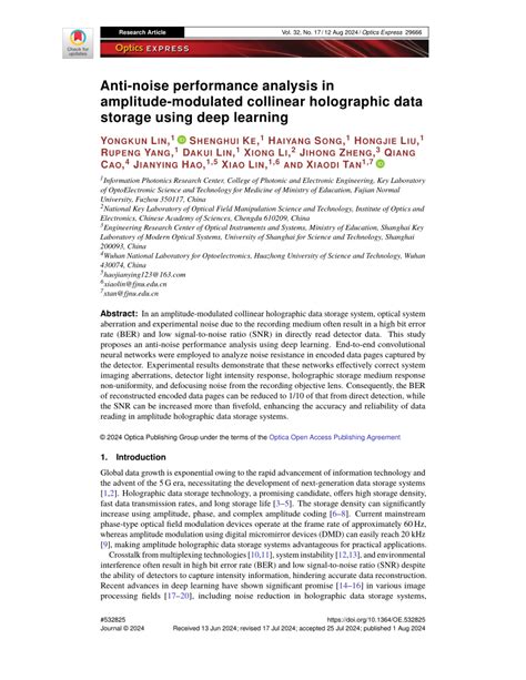 Pdf Anti Noise Performance Analysis In Amplitude Modulated Collinear Holographic Data Storage
