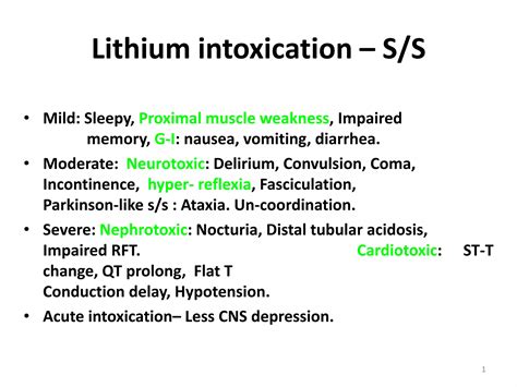 Lithium Intoxication S Pptx