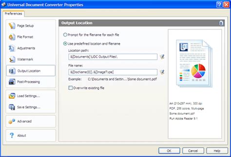 Changing Output Image File Name And Location Universal Document Converter