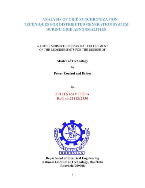 Analysis Of Grid Synchronization Techniques