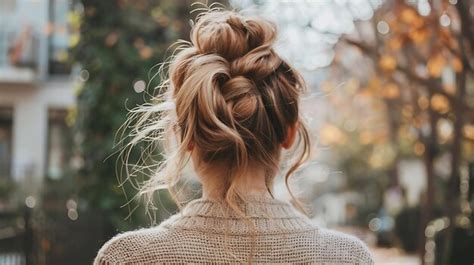 Premium Photo A Woman With A Bun In Her Hair