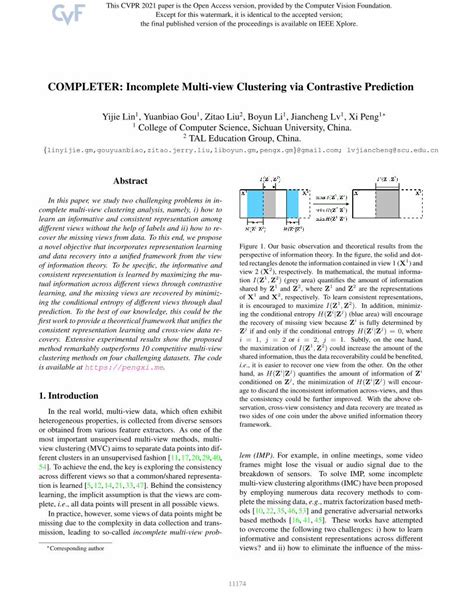 Pdf Completer Incomplete Multi View Clustering Via Dokumentips