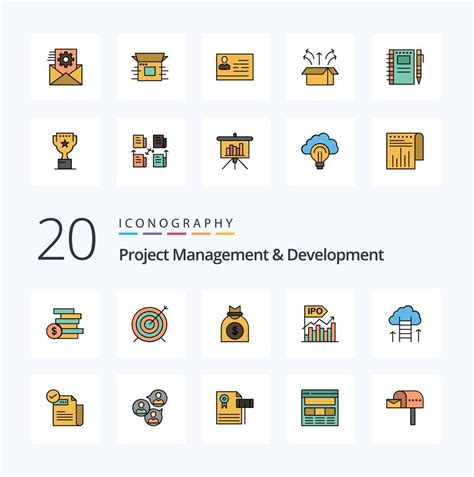 20 Project Management And Development Line Filled Color Icon Pack Like Public Modern Capital