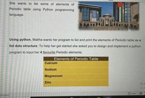 Solved She Wants To List Some Of Elements Of Periodic Table Chegg Com