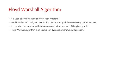 SOLUTION: Floyd warshall algorithm in graph theory - Studypool
