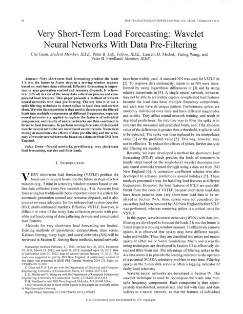 Pdf Very Short Term Load Forecasting Wavelet Neural Networks With Data Pre Filtering