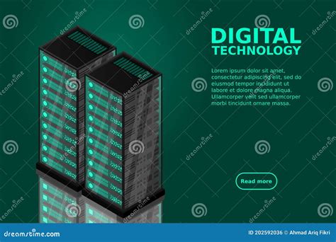 Mainframe Powered Server High Technology Concept Data Center Cloud Data Storage Stock Vector