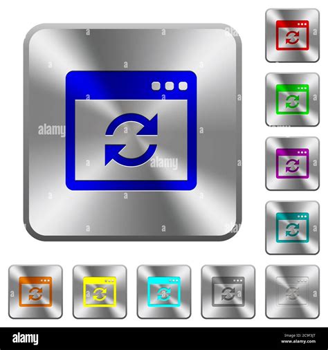 application syncronize engraved icons on rounded square glossy steel
