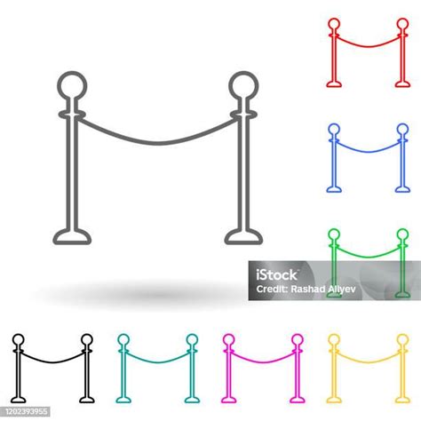 랙 가드 레일 멀티 컬러 스타일 아이콘 Ui 및 Ux 웹 사이트 또는 모바일 응용 프로그램에 대한 간단한 얇은 라인 영화 아이콘의 개요 벡터 금지됨에 대한 스톡 벡터 아트