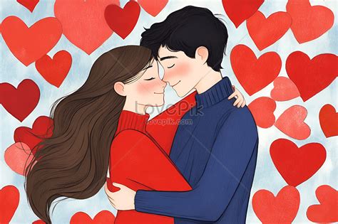 포옹 커플 일러스트 무료 다운로드 Lovepik