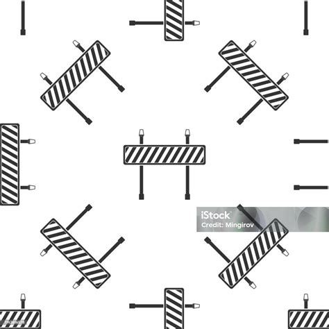 도로 장벽 아이콘 흰색 바탕에 완벽 한 패턴입니다 건설 과정에서 제한 영역의 상징 건물 또는 수리 작업의 울타리입니다 장애물 아이콘입니다 벡터 일러스트 개념에 대한 스톡