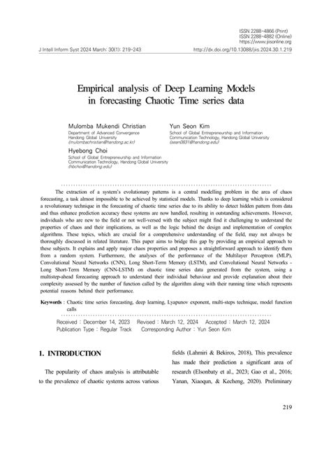 Pdf Empirical Analysis Of Deep Learning Models In Forecasting Chaotic Time Series Data