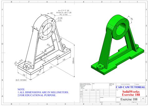 Solidworks Tutorial For Beginners Exercise 188 Solidworks Solidworks Tutorial Autocad Drawing
