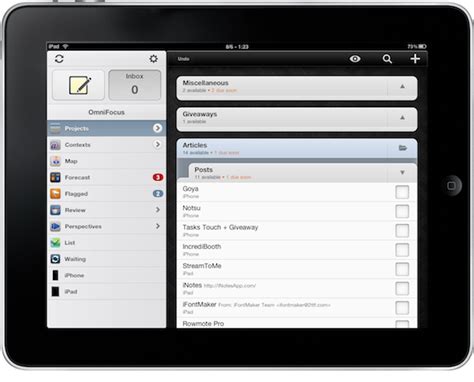 Omnifocus For Ipad Updated For Ios 42 Multitasking Macstories